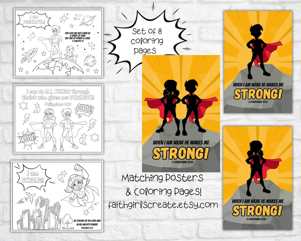 Superhero Bible Verse Wall Art, Printable Scripture Poster, Comic Book ...