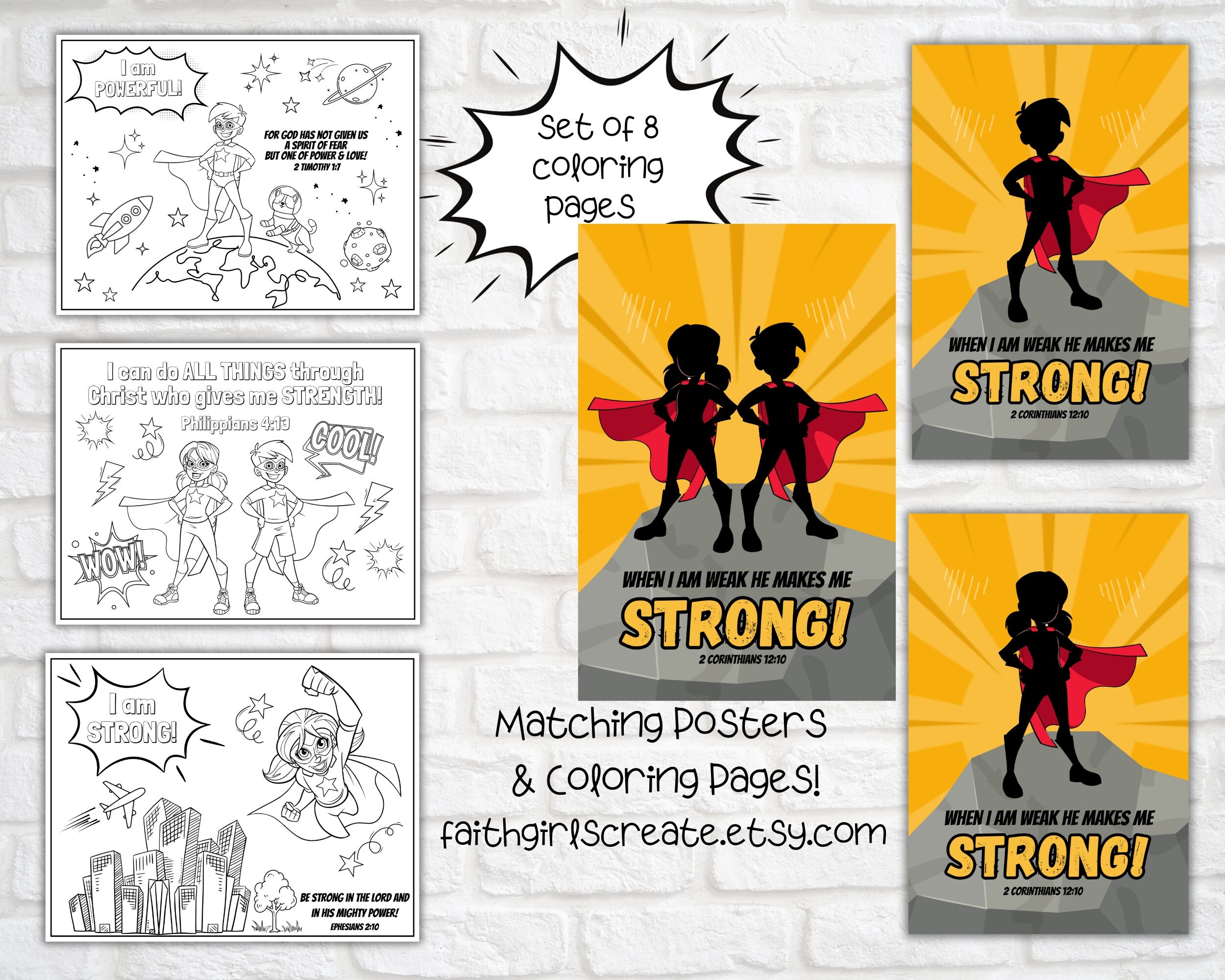 Superhero Bible Verse Wall Art, Printable Scripture Poster, Comic Book ...