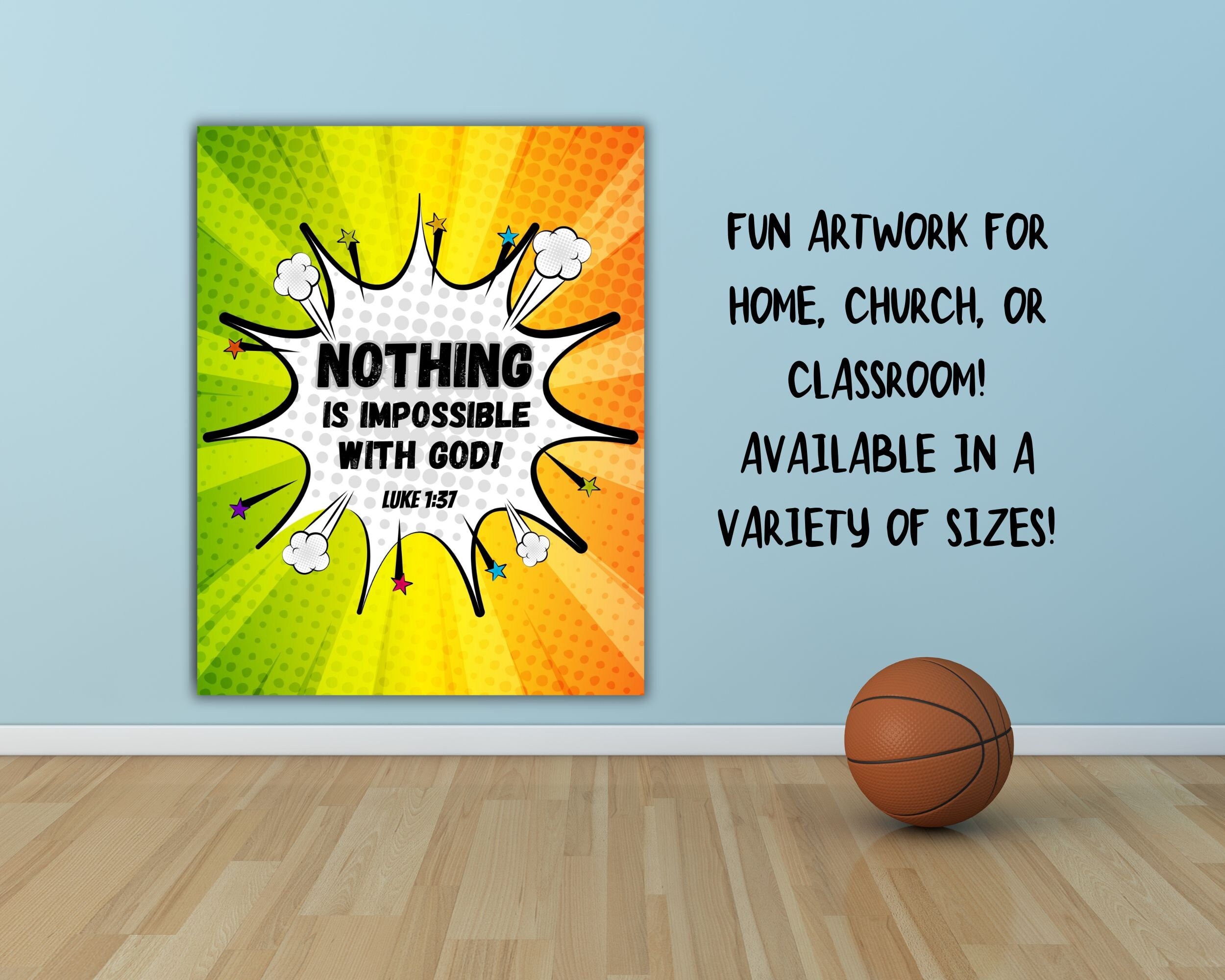 Nothing is Impossible Superhero Bible Verse Wall Art, Printable ...