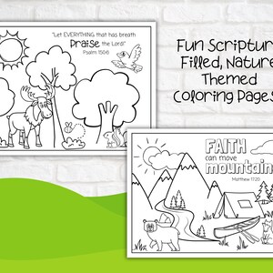 Nature Bible Verse Printable Set of 8 Coloring Pages, Set of 8 Cards, 4 ...