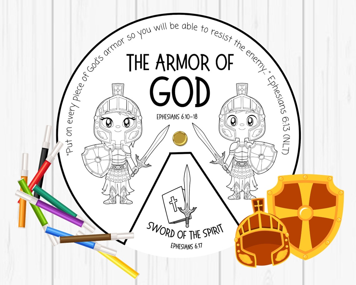Kids Armor of God Story Spinner Color Wheel, Sunday School Activity ...