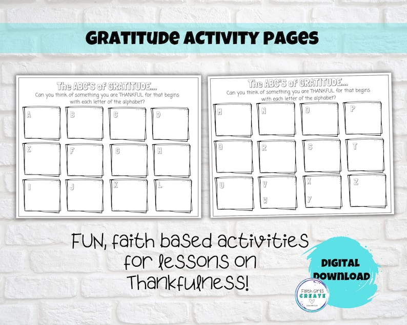 Gratitude Printable Coloring Activity Pages for Kids, Faith Based ...