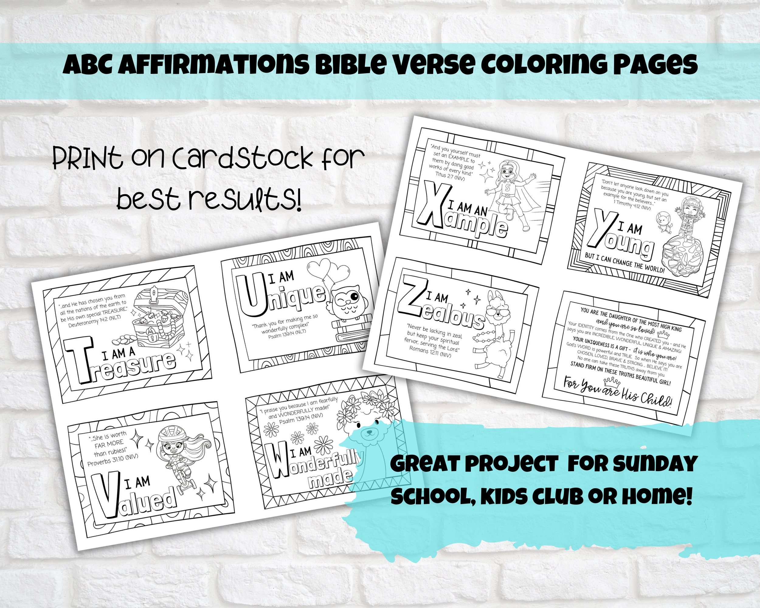 ABC Affirmations Bible Verse Identity in Christ Coloring Pages for ...