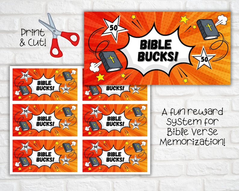 Superhero Printable Bible Bucks, Bible Memory Verse Reward System ...