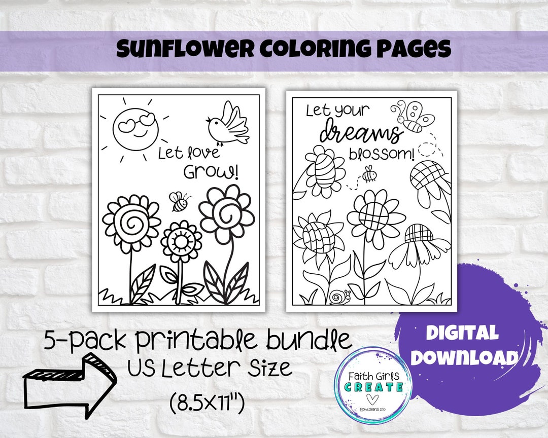 Sunflower Affirmation Colouring Pages, Kids Printable Colouring, Girls ...