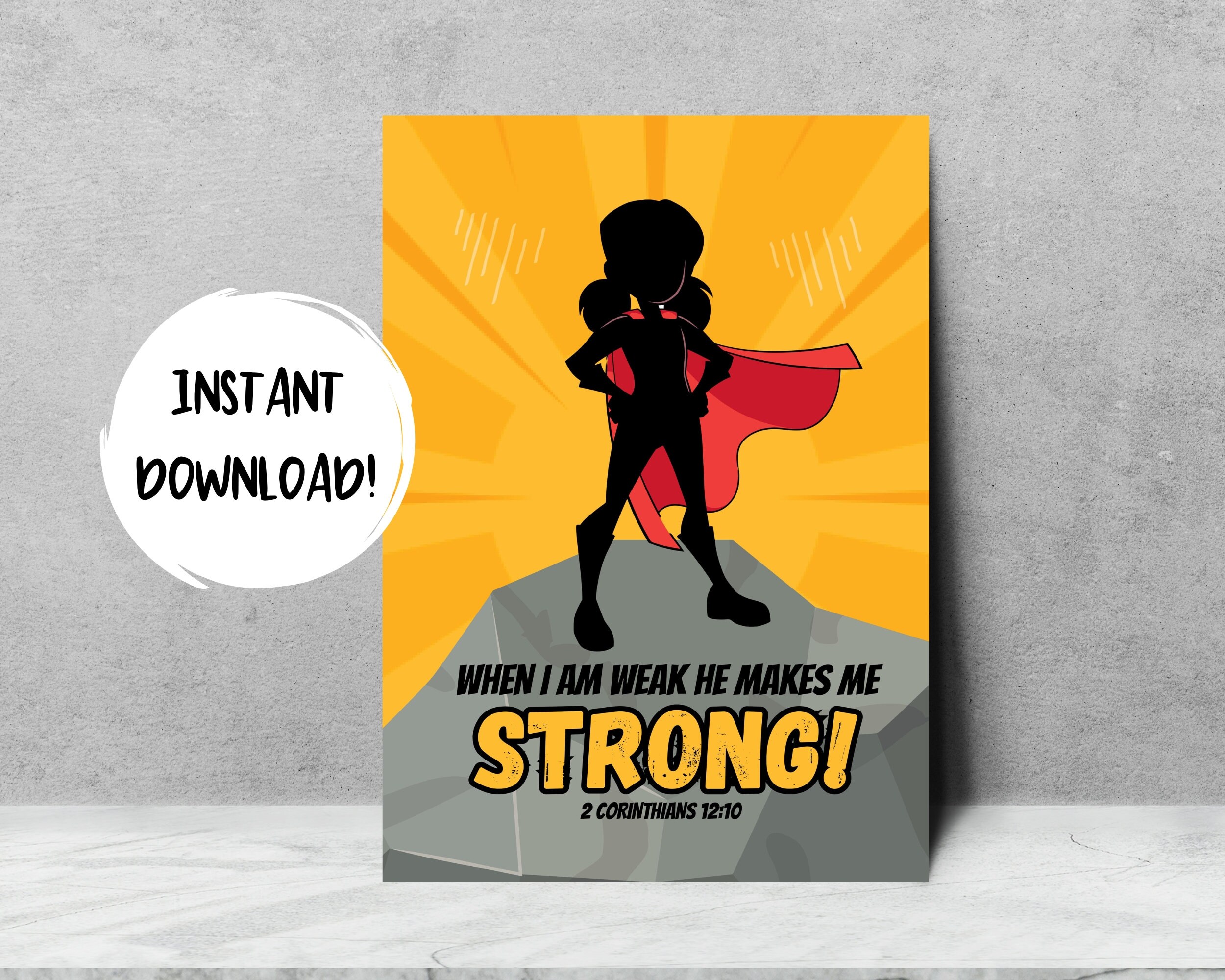 Heroes Bible Verse Wall Art, When I Am Weak He Makes Me Strong ...