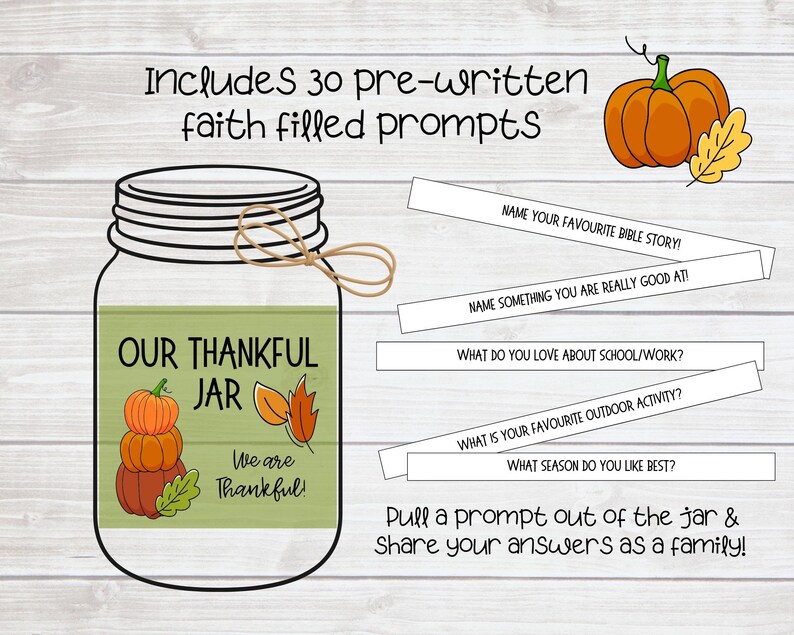 Thanksgiving/fall Gratitude Jar Kids Activity, 30 Faith-filled ...