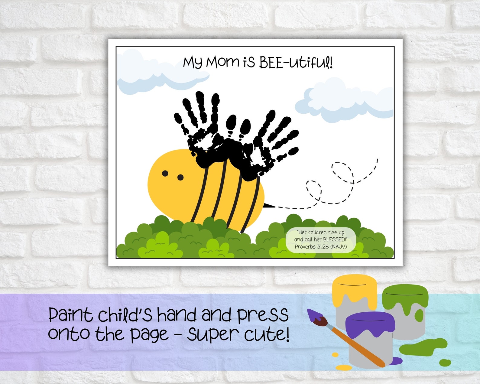 Mother's Day Bible Verse Handprint Bundle, Printable Mother's Day Craft ...