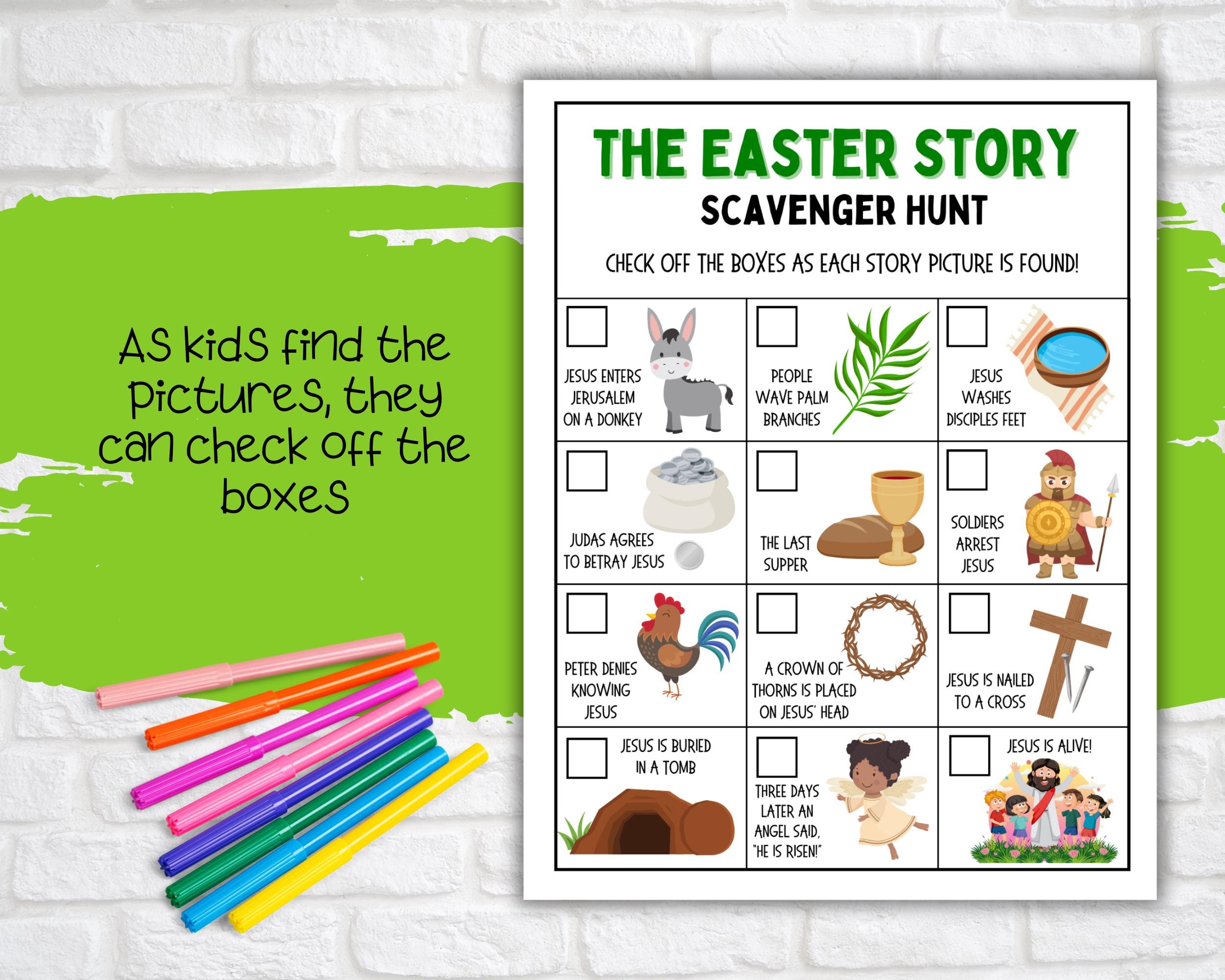 Easter Story Scavenger Hunt, Kids Church Activity (PDF Pattern) - Etsy