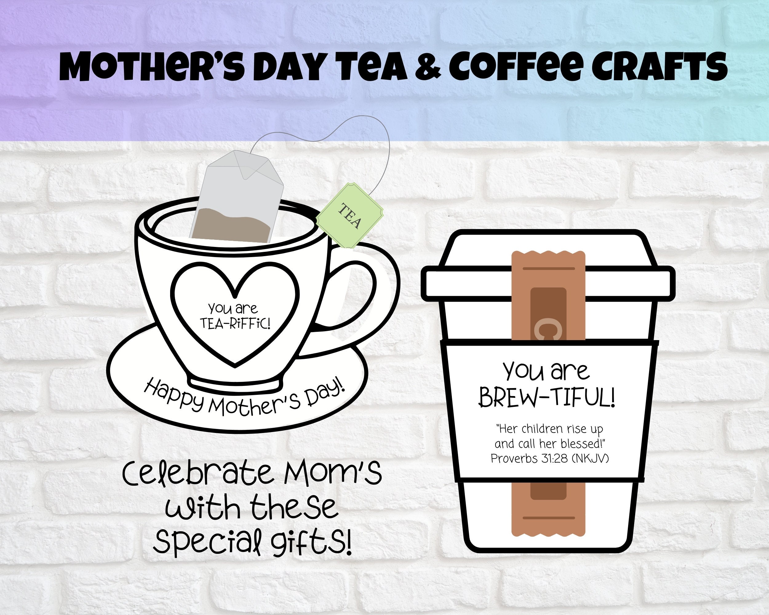 Mother's Day Bible Verse Tea and Coffee Craft, Printable Mother's Day ...