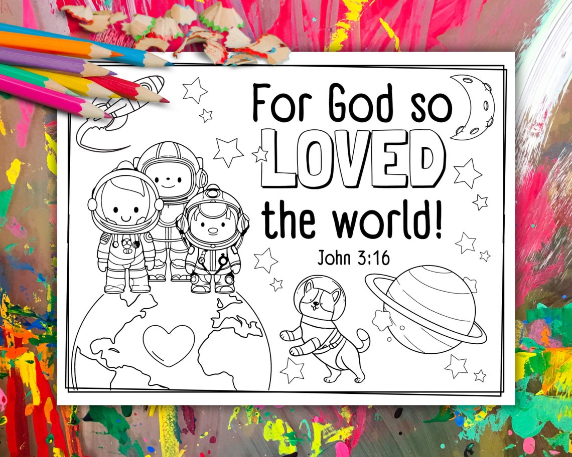 John 3:16 for God so Loved the World Set of 10 Printable Colouring ...