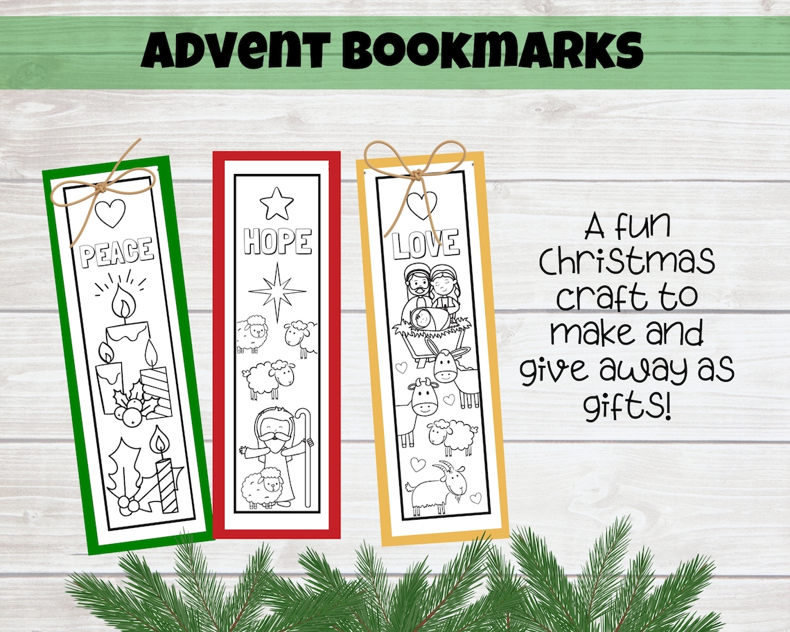 Kids Printable Advent Coloring Bookmarks, Christmas Sunday School ...