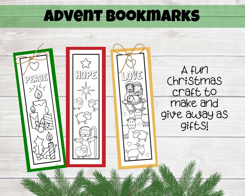 Kids Printable Advent Coloring Bookmarks, Christmas Sunday School ...