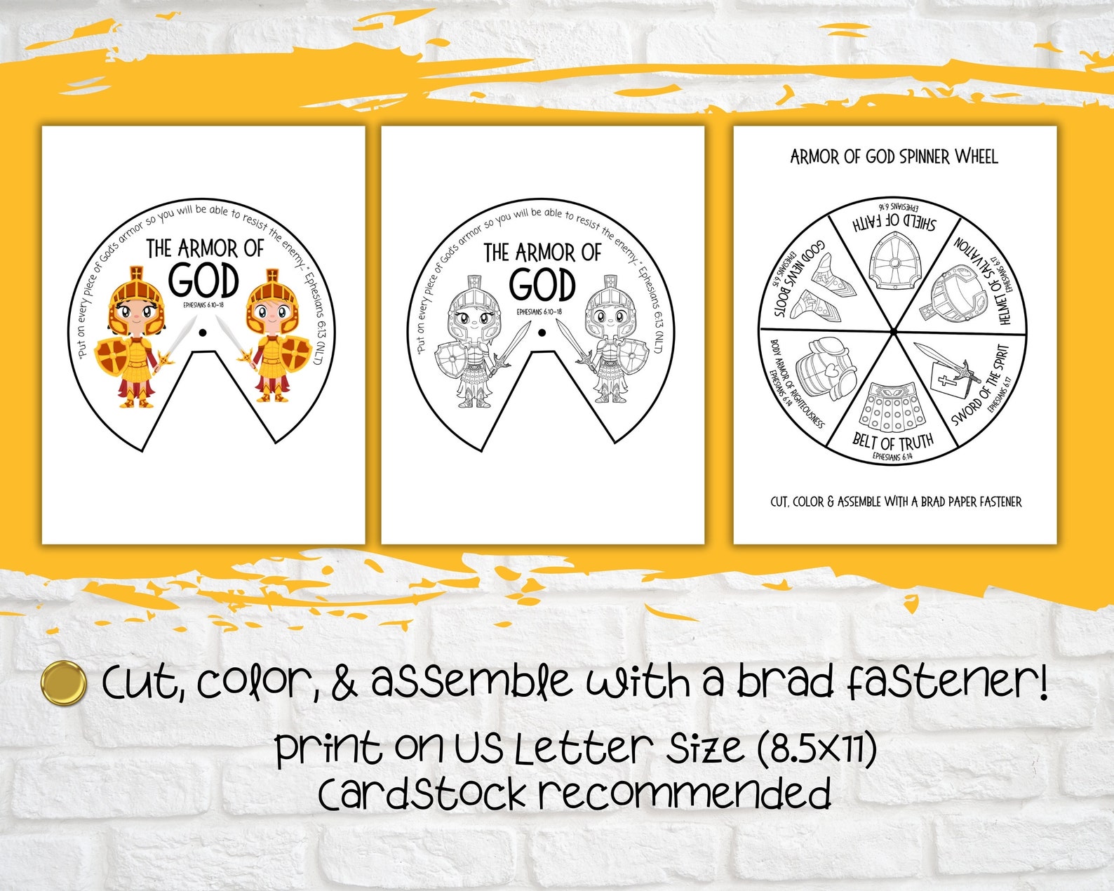 Kids Armor of God Story Spinner Color Wheel, Sunday School Activity ...
