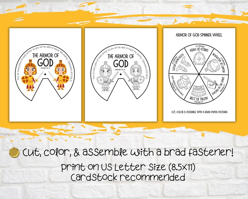Kids Armor of God Story Spinner Color Wheel, Sunday School Activity ...