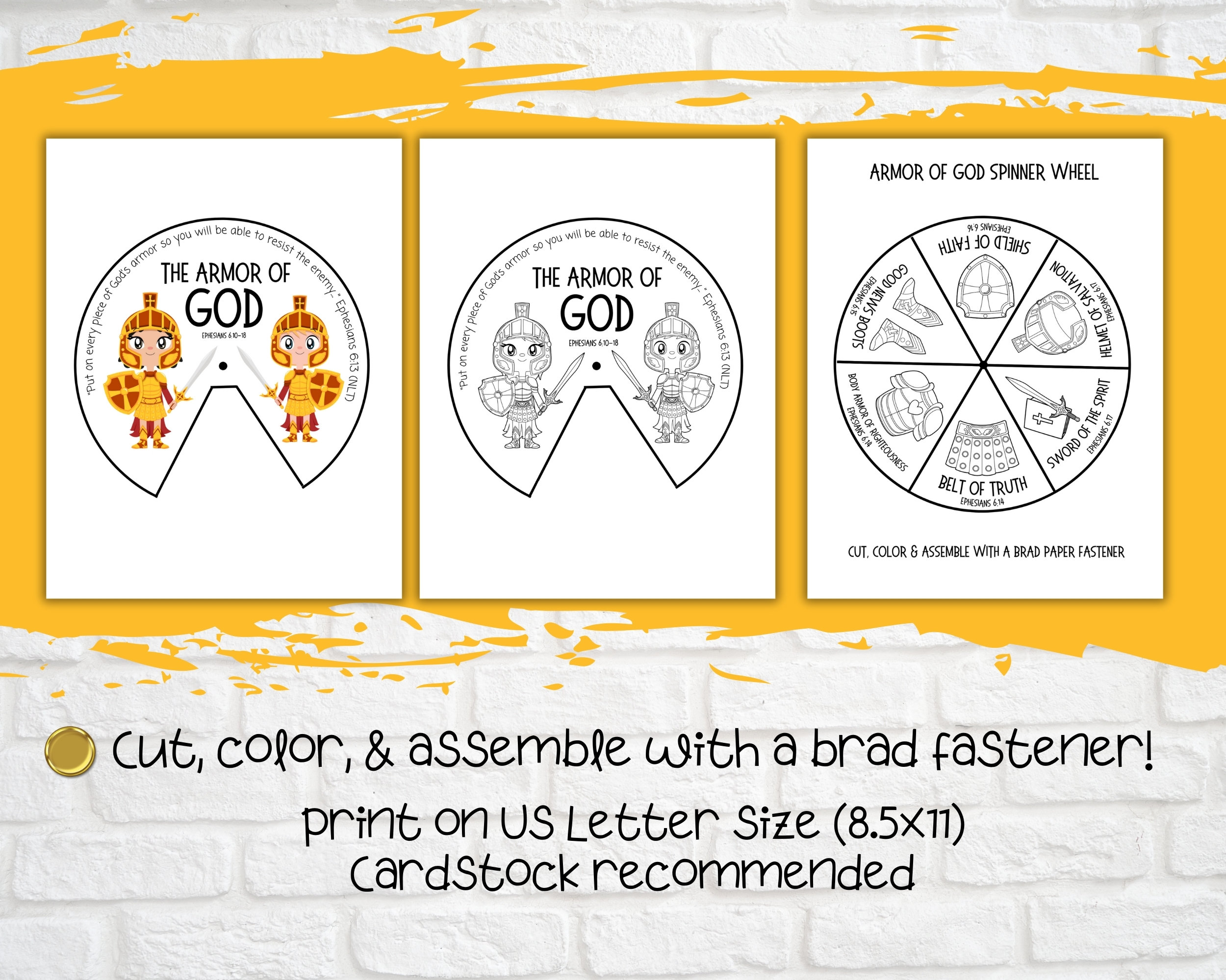 Kids Armor of God Story Spinner Color Wheel, Sunday School Activity ...