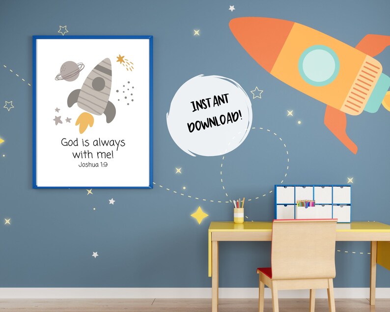 Bible Verse Space Set of Three Kids Printable Wall Art, Boys Room ...