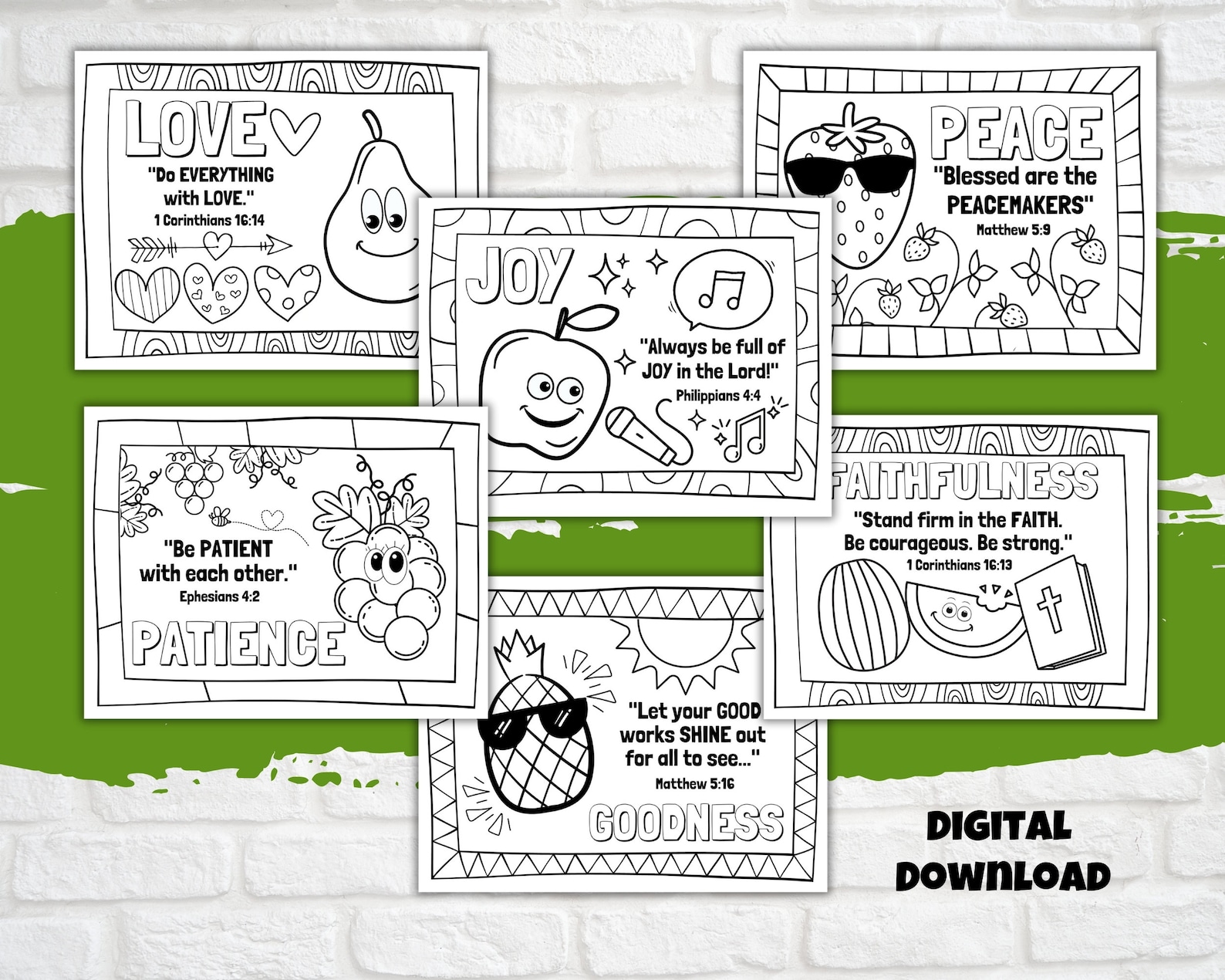 Fruit of the Spirit Printable Coloring Pages, Sunday School, Kids ...