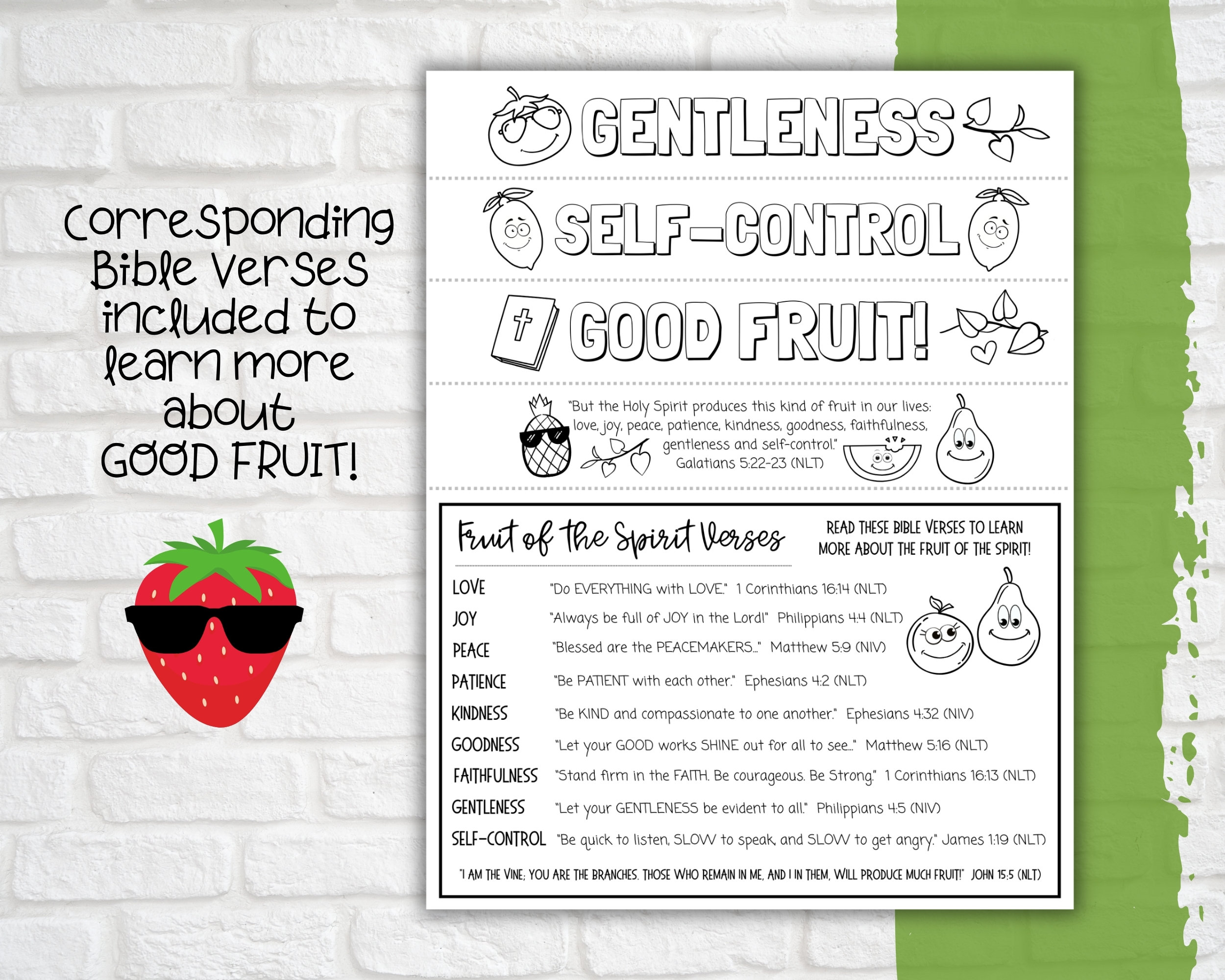 Kids Printable Fruit of the Spirit Paper Chain Craft, Sunday School ...