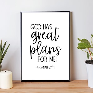 God Has Great Plans for Me, Printable Bible Wall Art, Affirmation Art ...