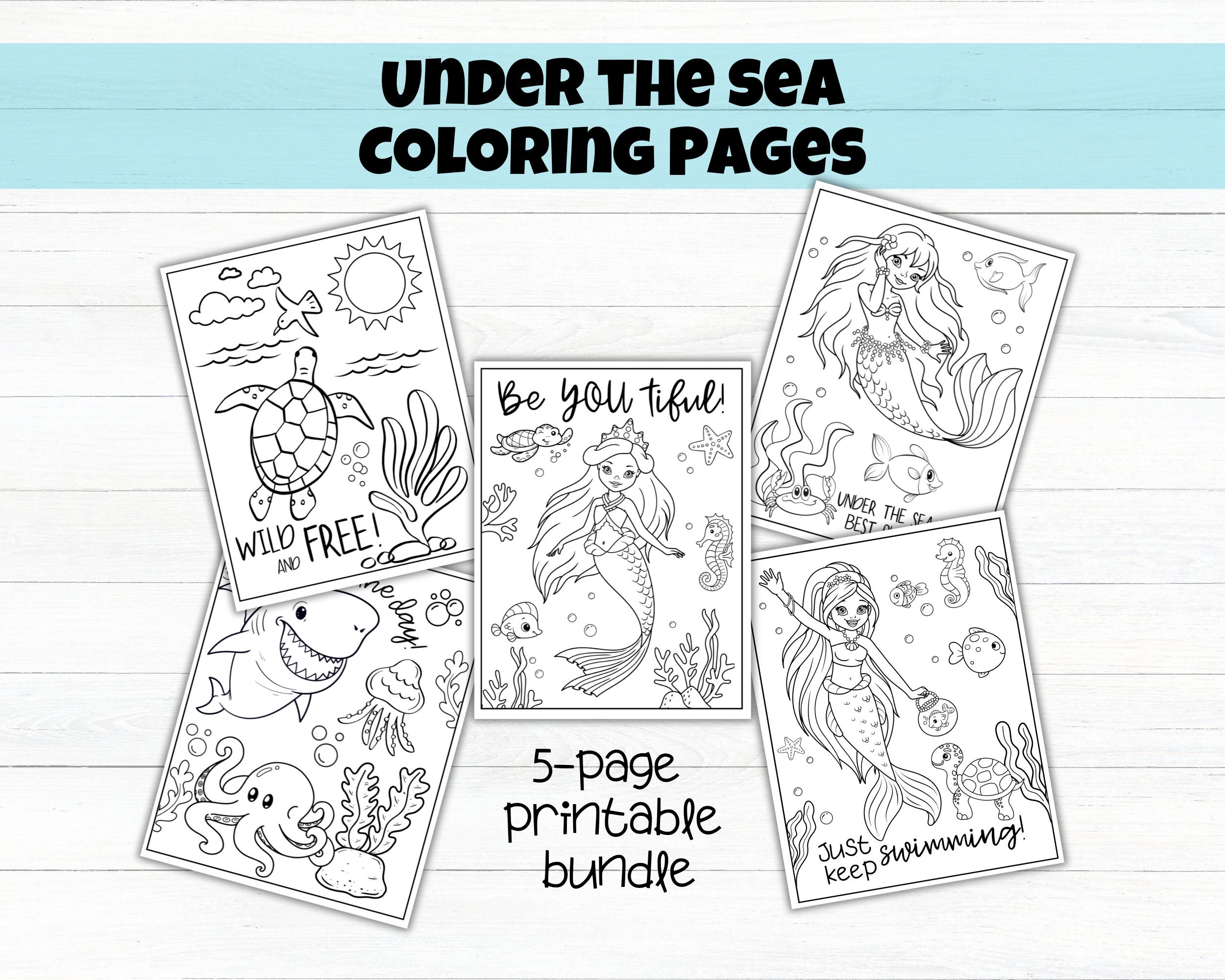 Affirming Under the Sea Mermaid Coloring Set for Kids 5 - Etsy