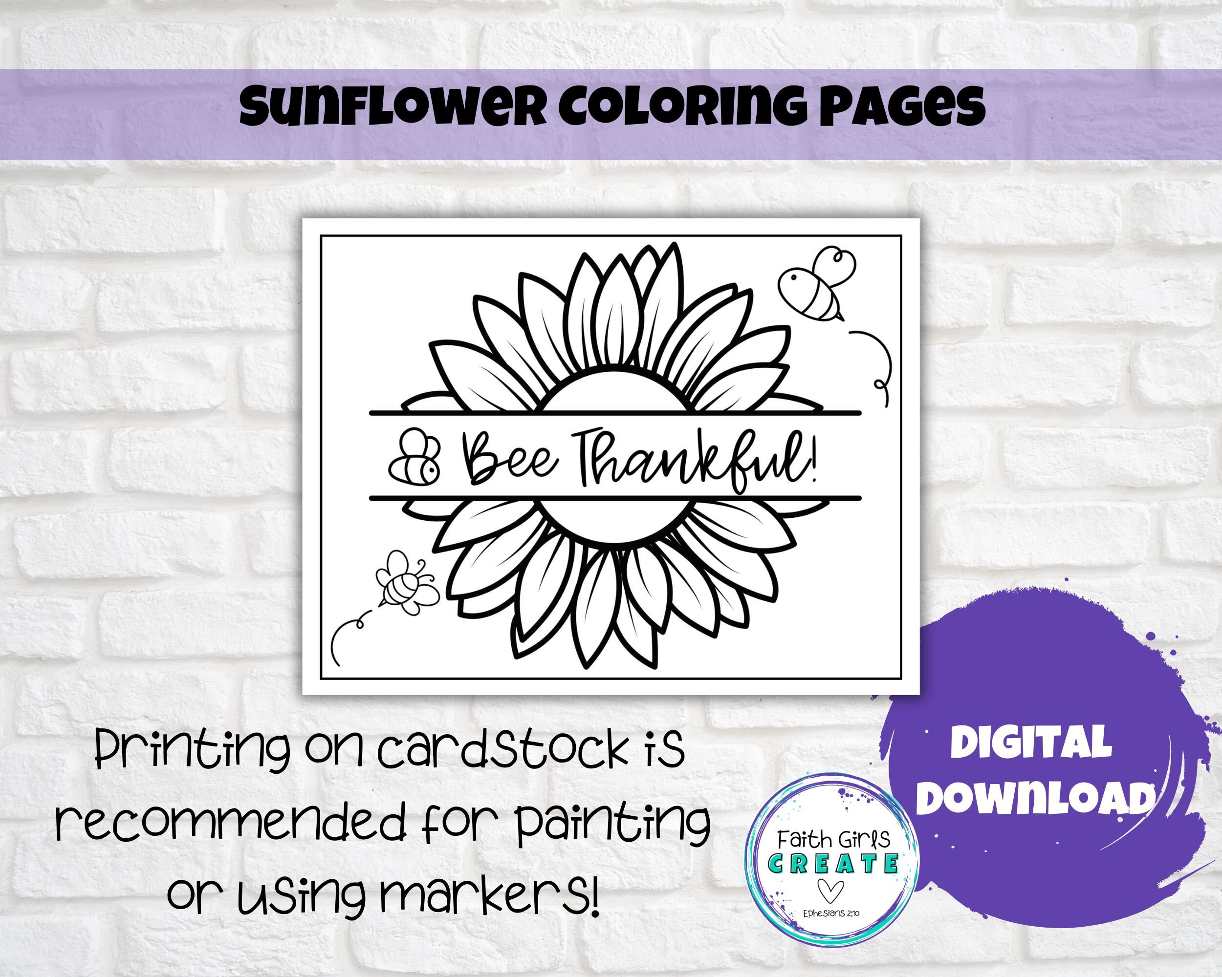Sunflower Affirmation Colouring Pages, Kids Printable Colouring, Girls ...