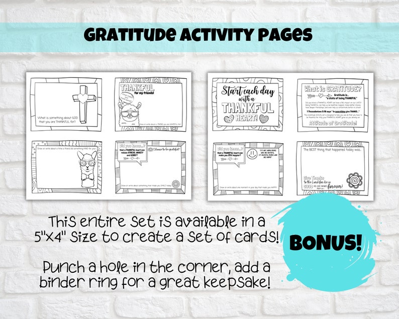 Gratitude Printable Coloring Activity Pages for Kids, Faith Based ...