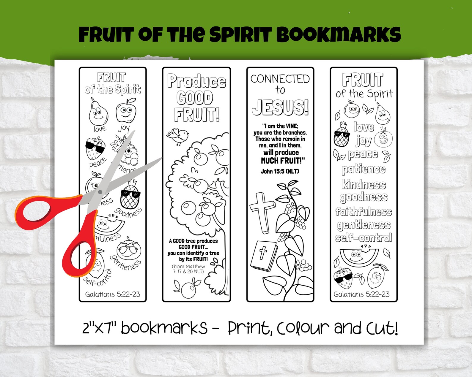 Fruit of the Spirit Printable Coloring Bookmarks, Galatians 5, Sunday ...