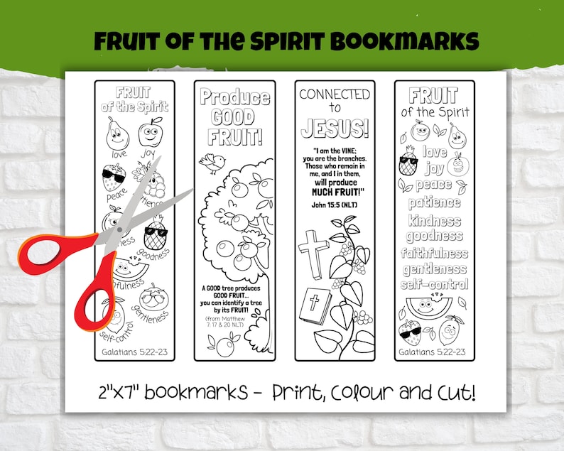 Fruit of the Spirit Printable Coloring Bookmarks, Galatians 5, Sunday ...