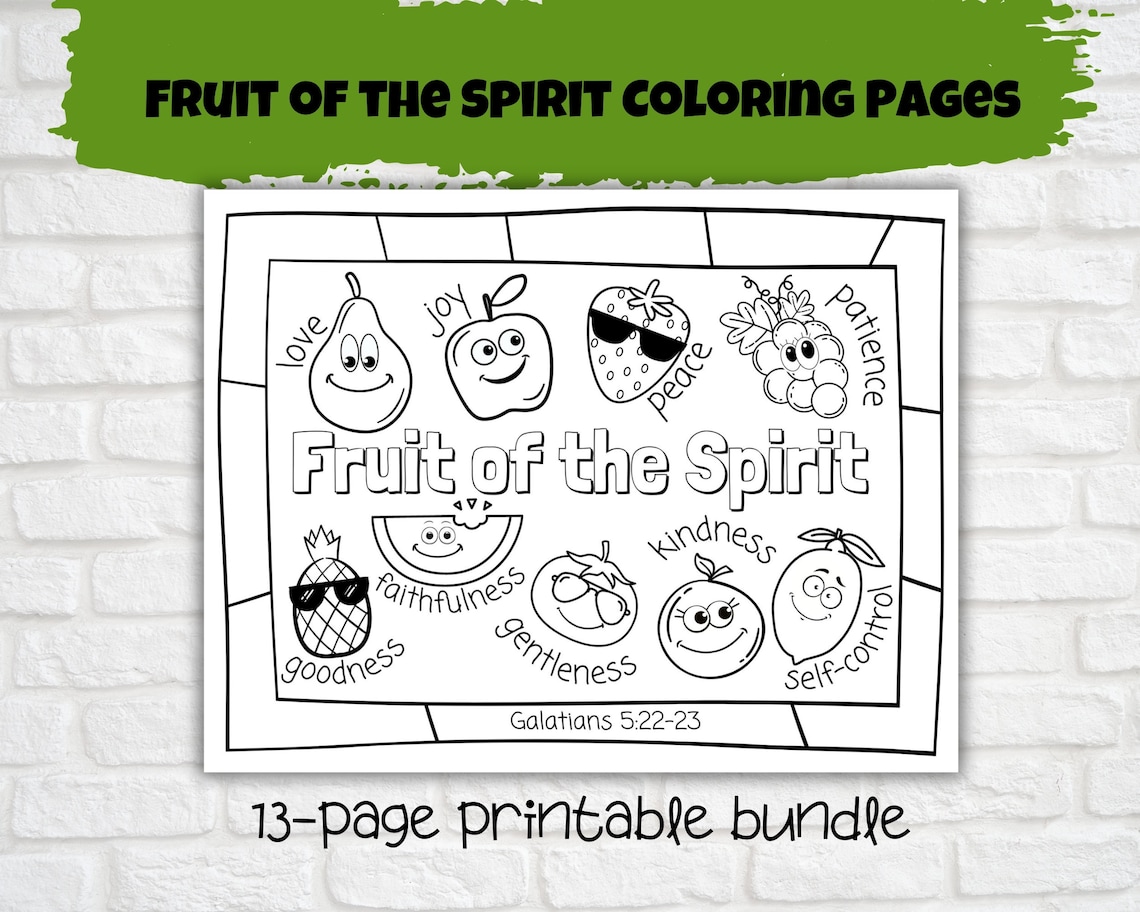 Fruit of the Spirit Printable Coloring Pages, Sunday School, Kids ...