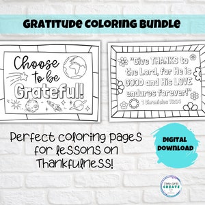 Gratitude Bible Verse Coloring Set of 10, Sunday School, Thankful Heart ...