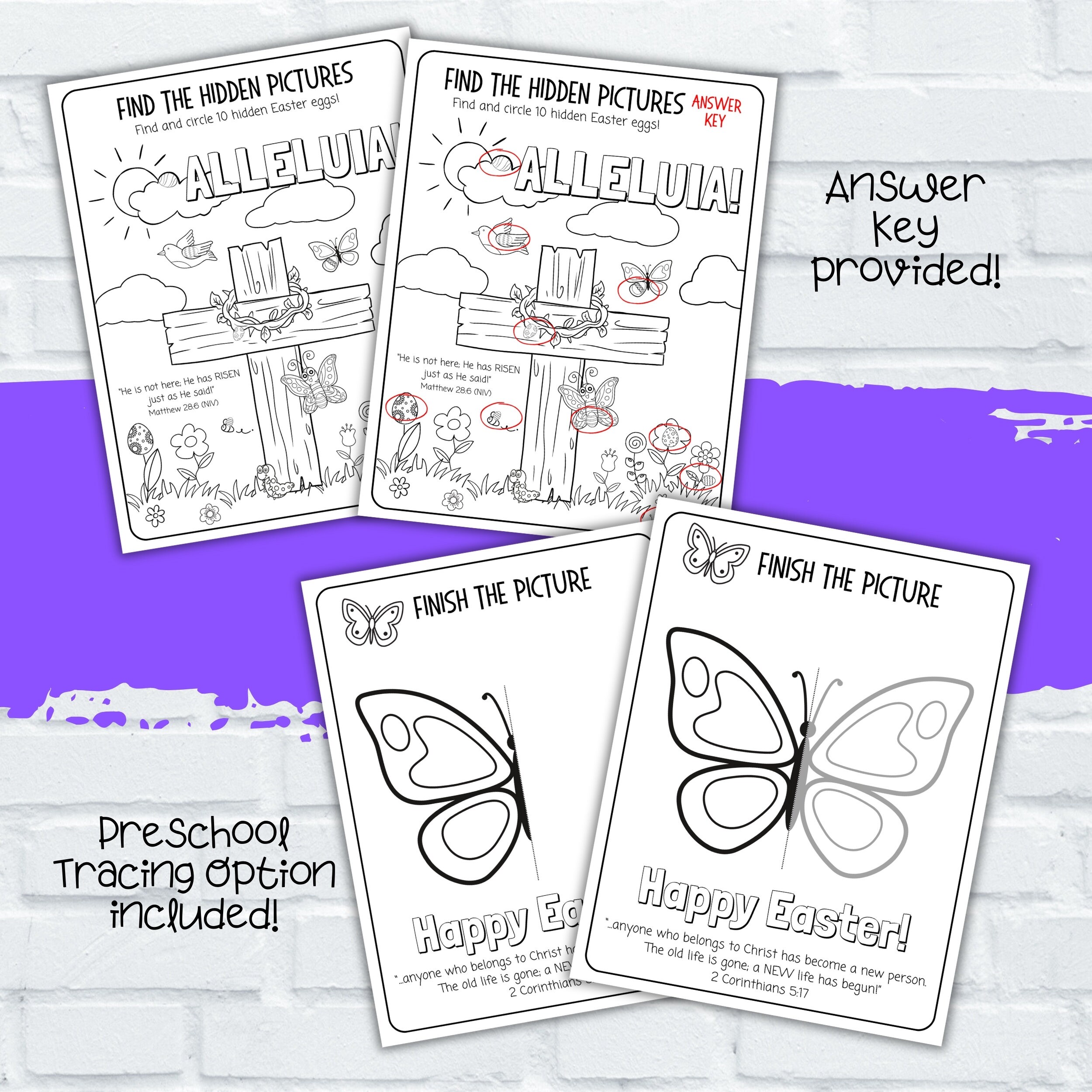 Printable Bible Verse Easter Activity Pages, Easter Games, Sunday ...