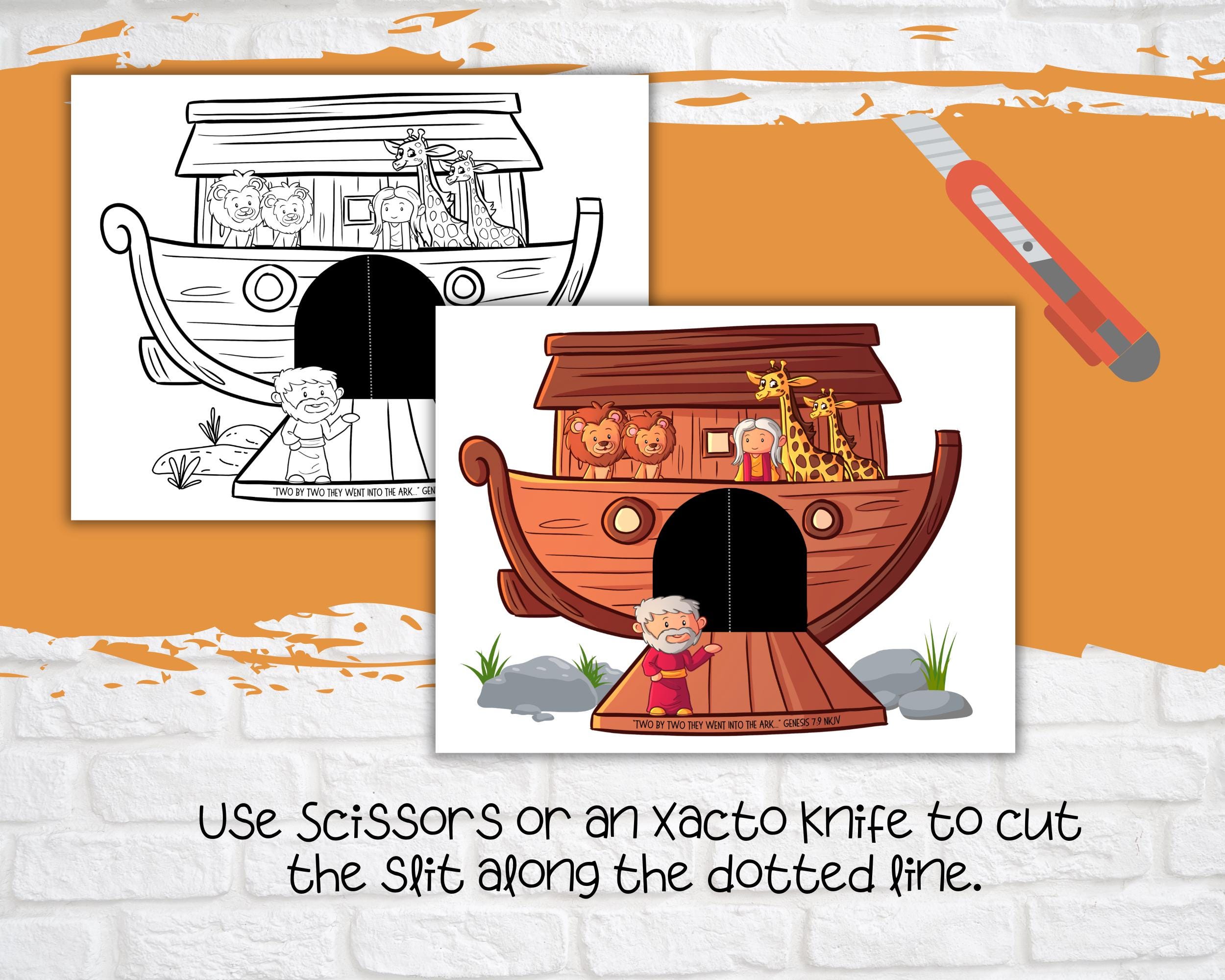 Noah's Ark Story Strips and Coloring Pages, Sunday School Activity ...