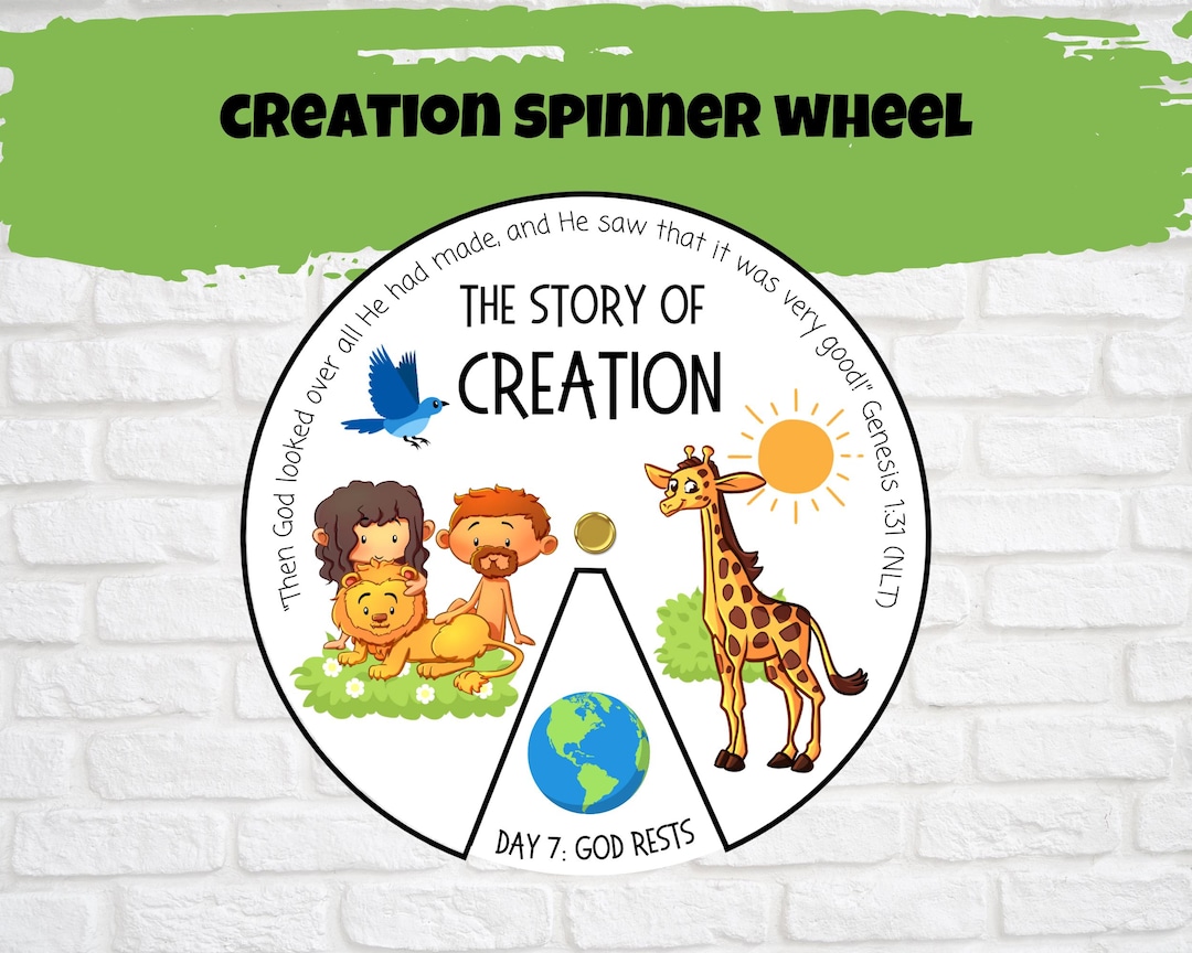 Kids Printable Story of Creation Spinner Color Wheel, Sunday School ...