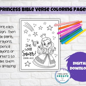 Princess She Is...bible Verse Colouring Pages, Affirmation, Faith Girls ...