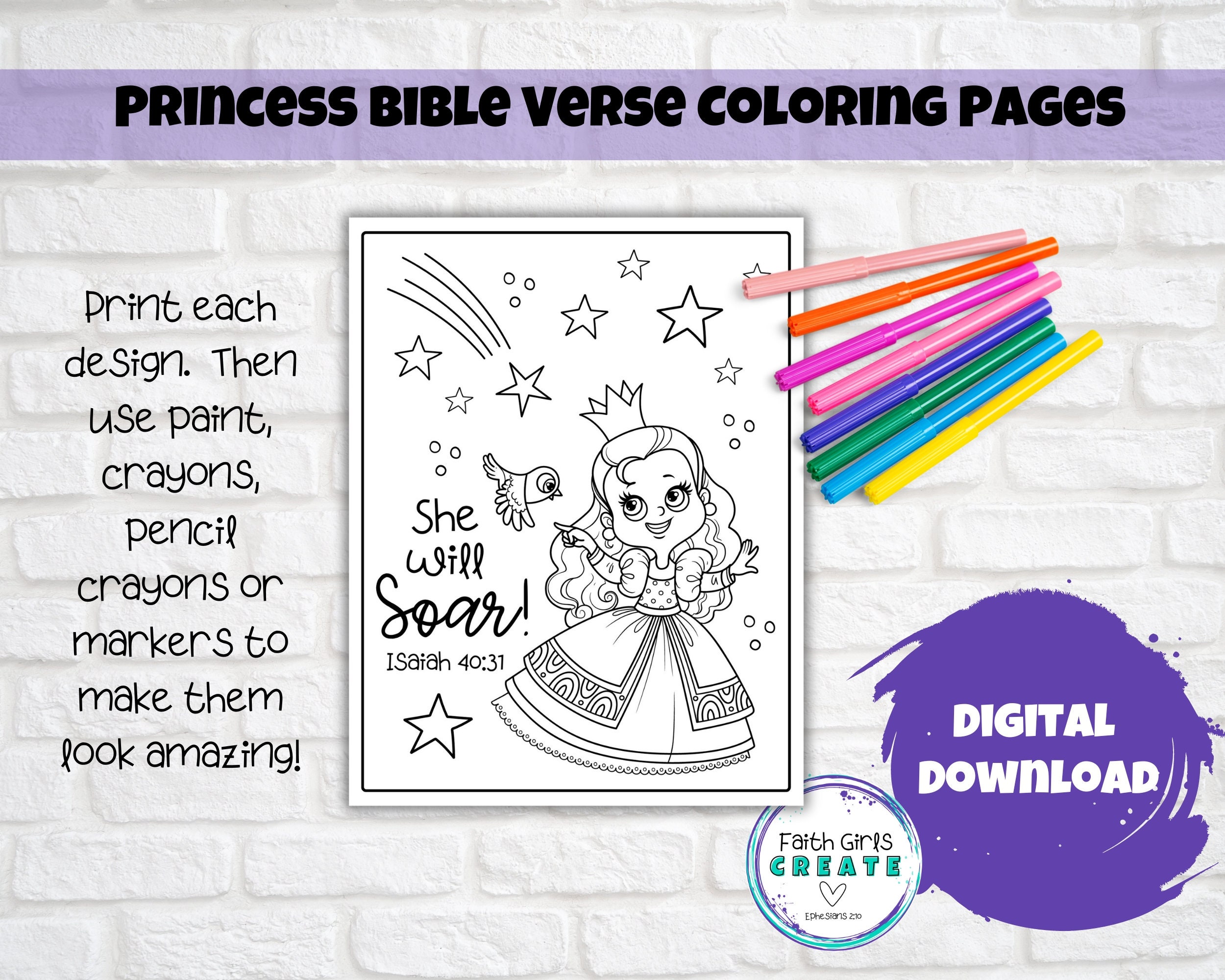 Princess She Is...bible Verse Colouring Pages, Affirmation, Faith Girls ...