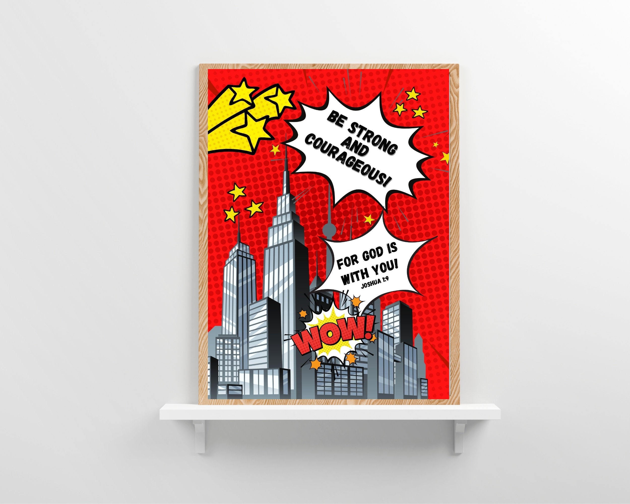 Superhero Bible Verse Wall Art, Printable Scripture Poster, Comic Book ...