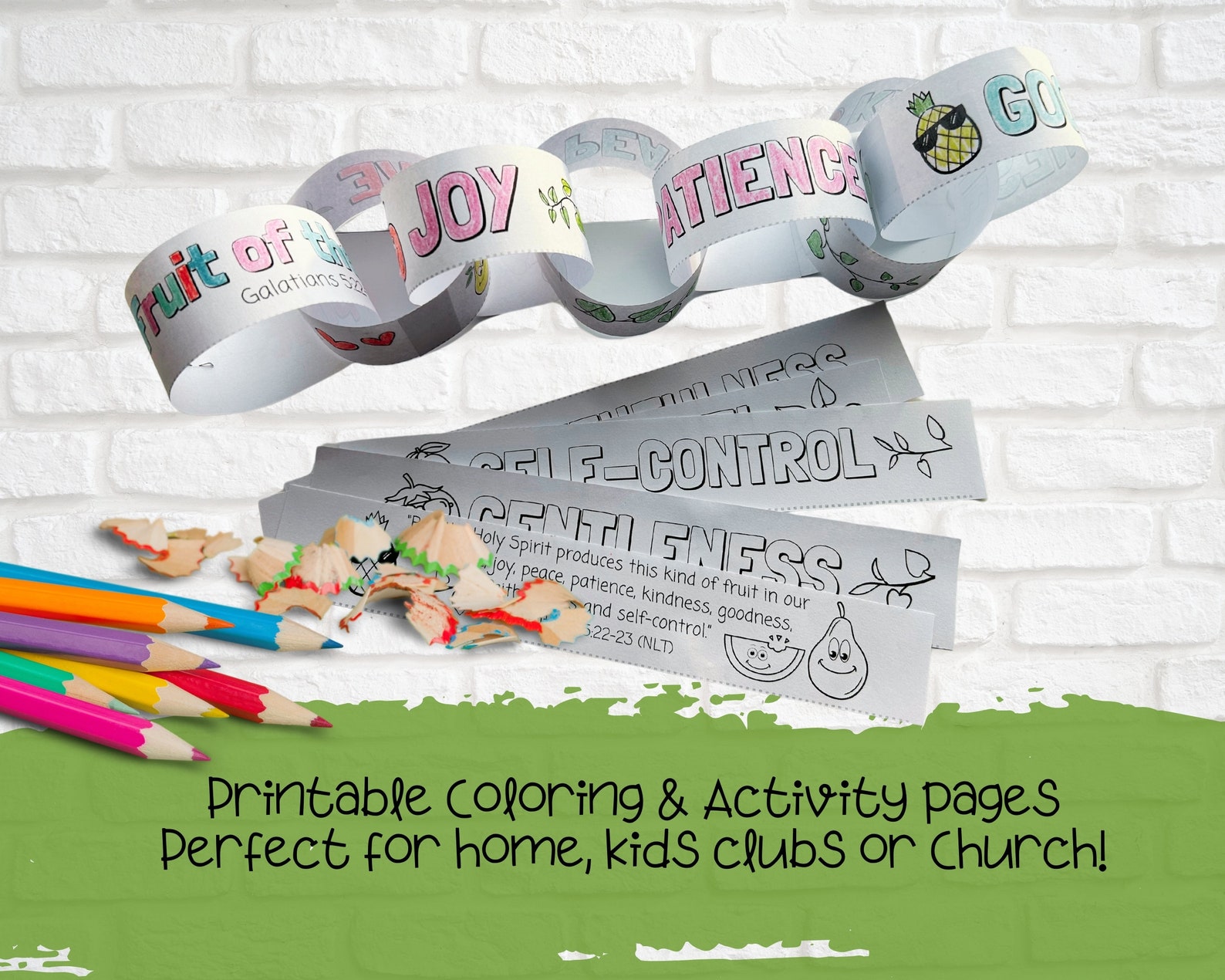 Kids Printable Fruit of the Spirit Paper Chain Craft, Sunday School ...