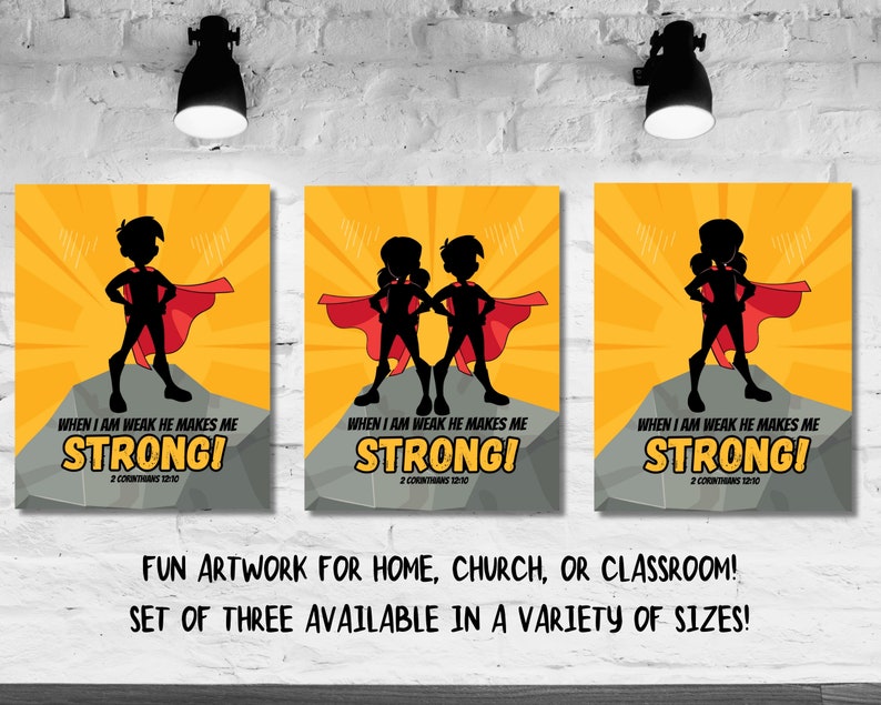 Heroes Bible Verse Wall Art, When I Am Weak He Makes Me Strong ...