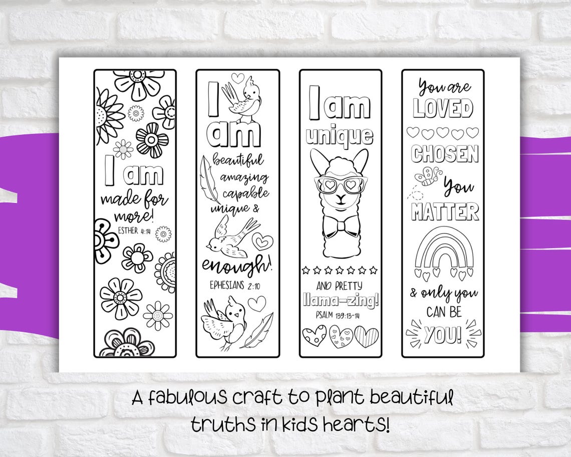 Affirmation Bible Verse Bookmarks, Kids Colouring, Printable Bookmarks ...
