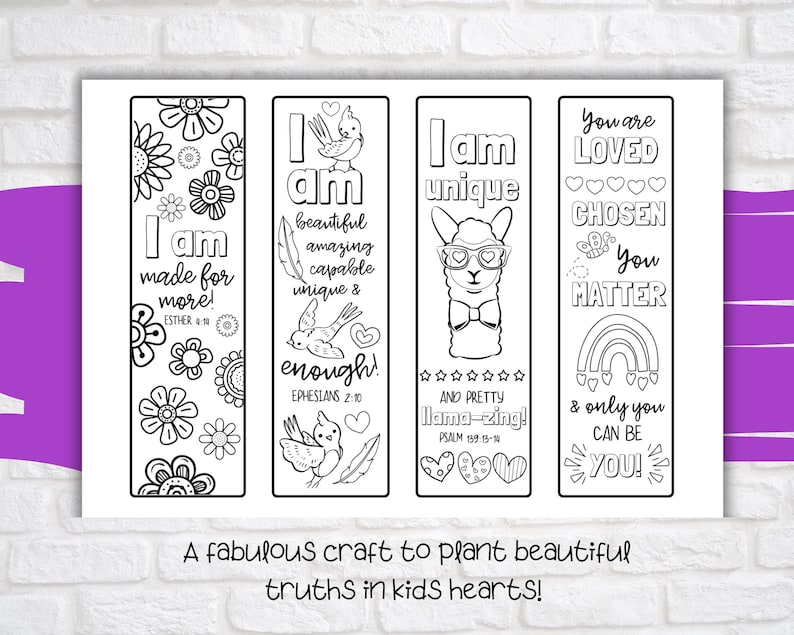 Affirmation Bible Verse Bookmarks, Kids Colouring, Printable Bookmarks ...