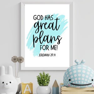 God Has Great Plans for Me, Printable Bible Wall Art, Affirmation Art ...