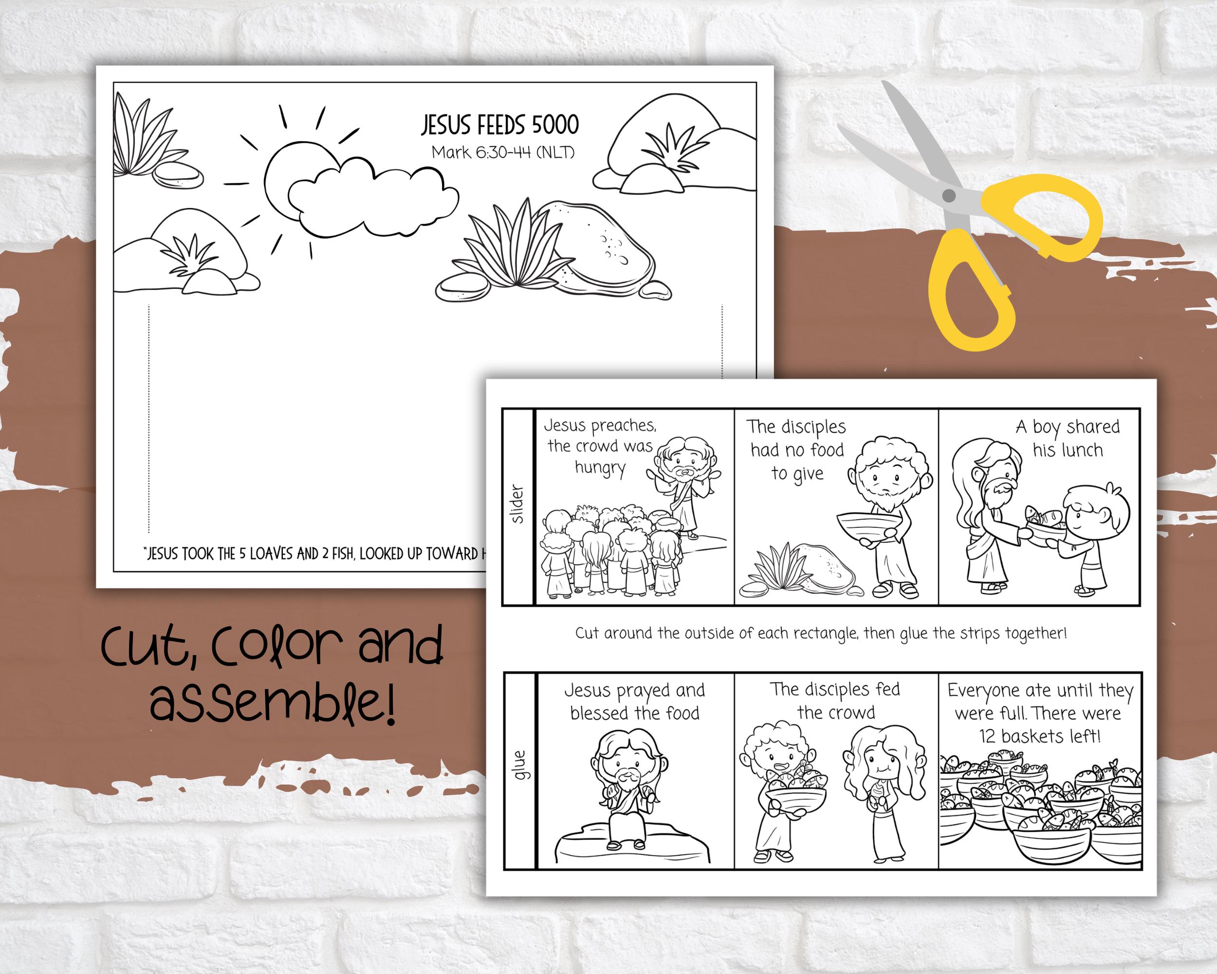 Jesus Feeds 5000 Story Strips, Sunday School Activity, Kids Church ...