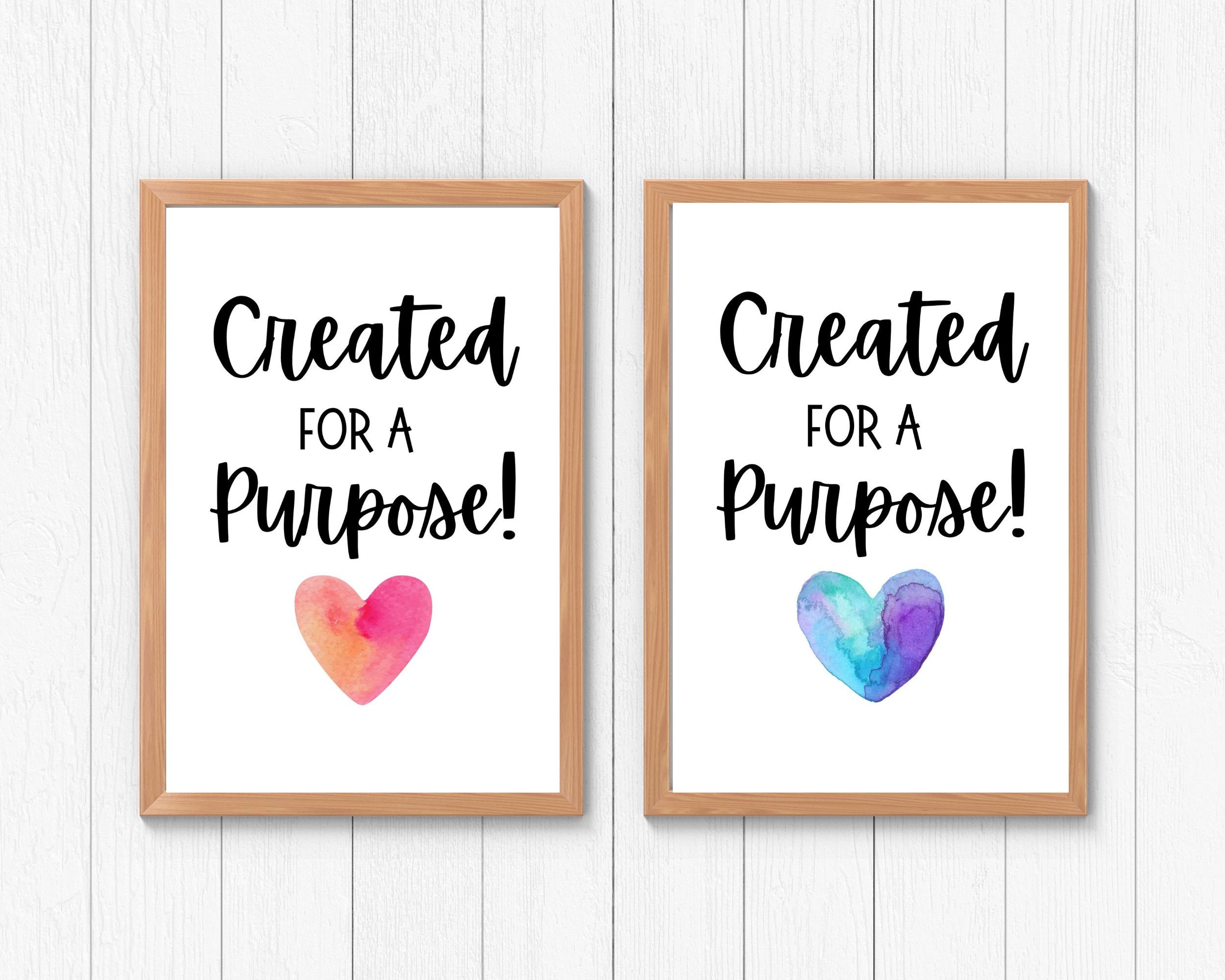 Created for a Purpose,kids Printable Bible Wall Art, Affiramation Art ...