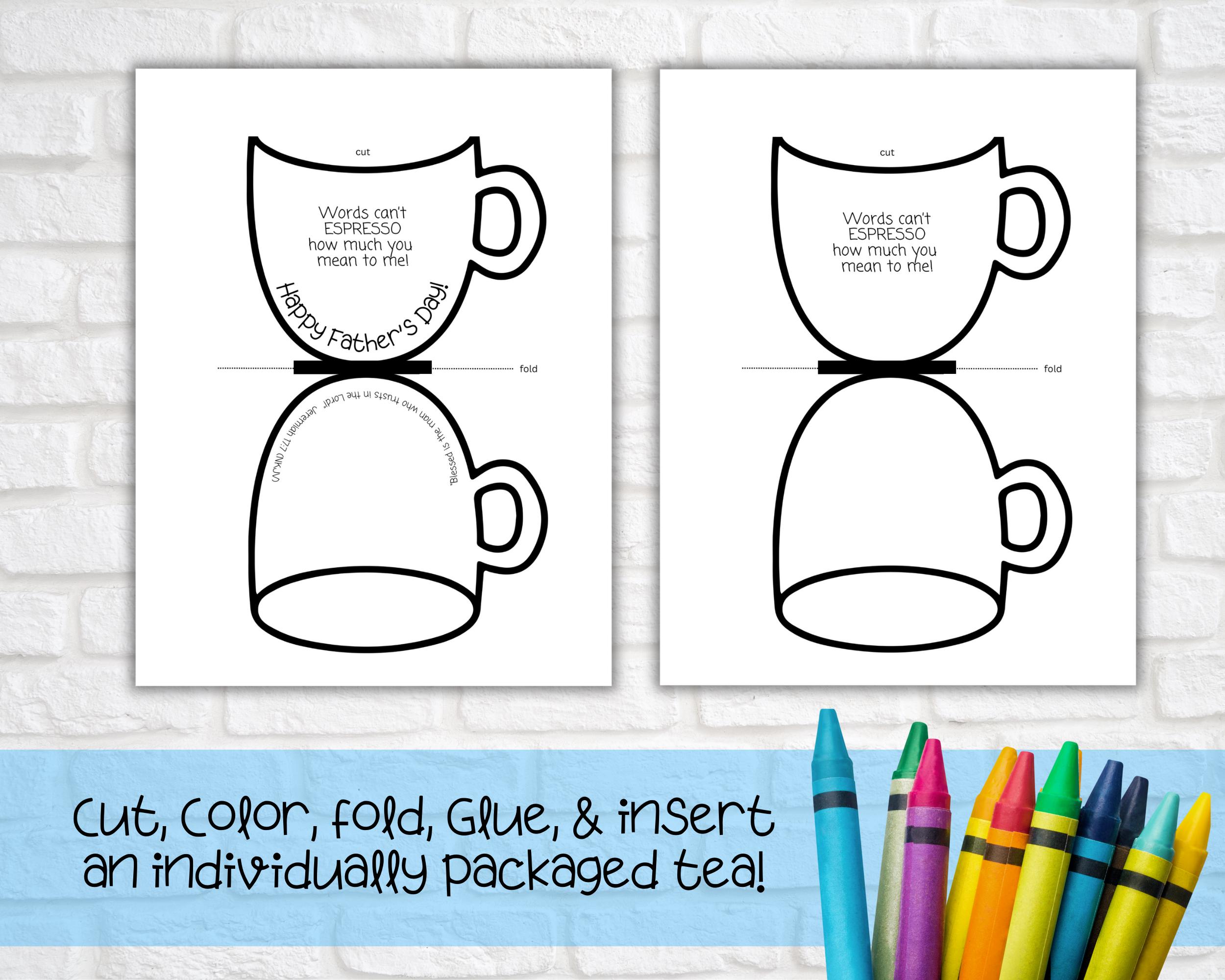 Father's Day Bible Verse Coffee Craft, Printable Father's Day Activity ...