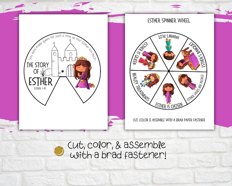 Kids Printable Queen Esther Story Spinner Wheel, Sunday School Activity ...