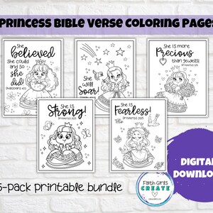 Princess She Is...bible Verse Colouring Pages, Affirmation, Faith Girls ...