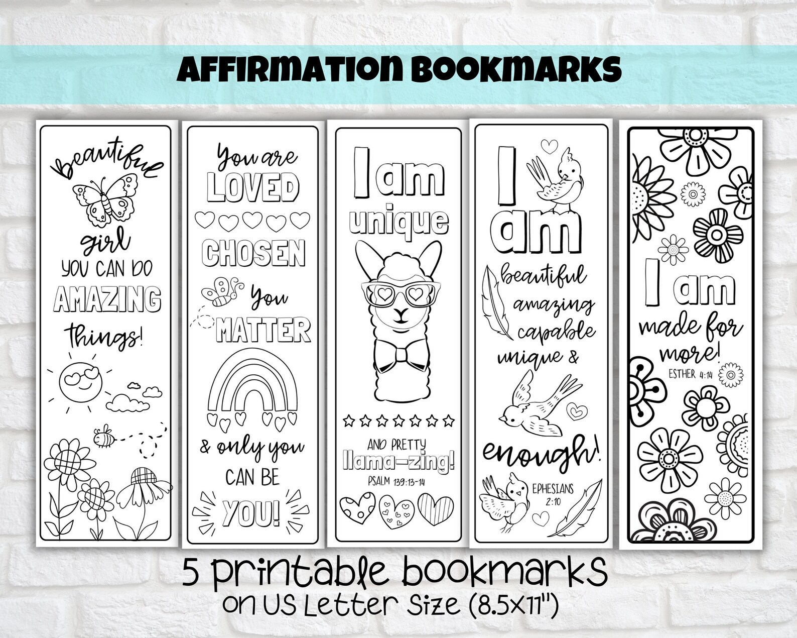 Affirmation Bible Verse Bookmarks, Kids Colouring, Printable Bookmarks ...