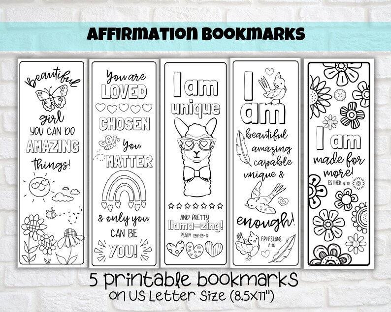 Affirmation Bible Verse Bookmarks, Kids Colouring, Printable Bookmarks ...