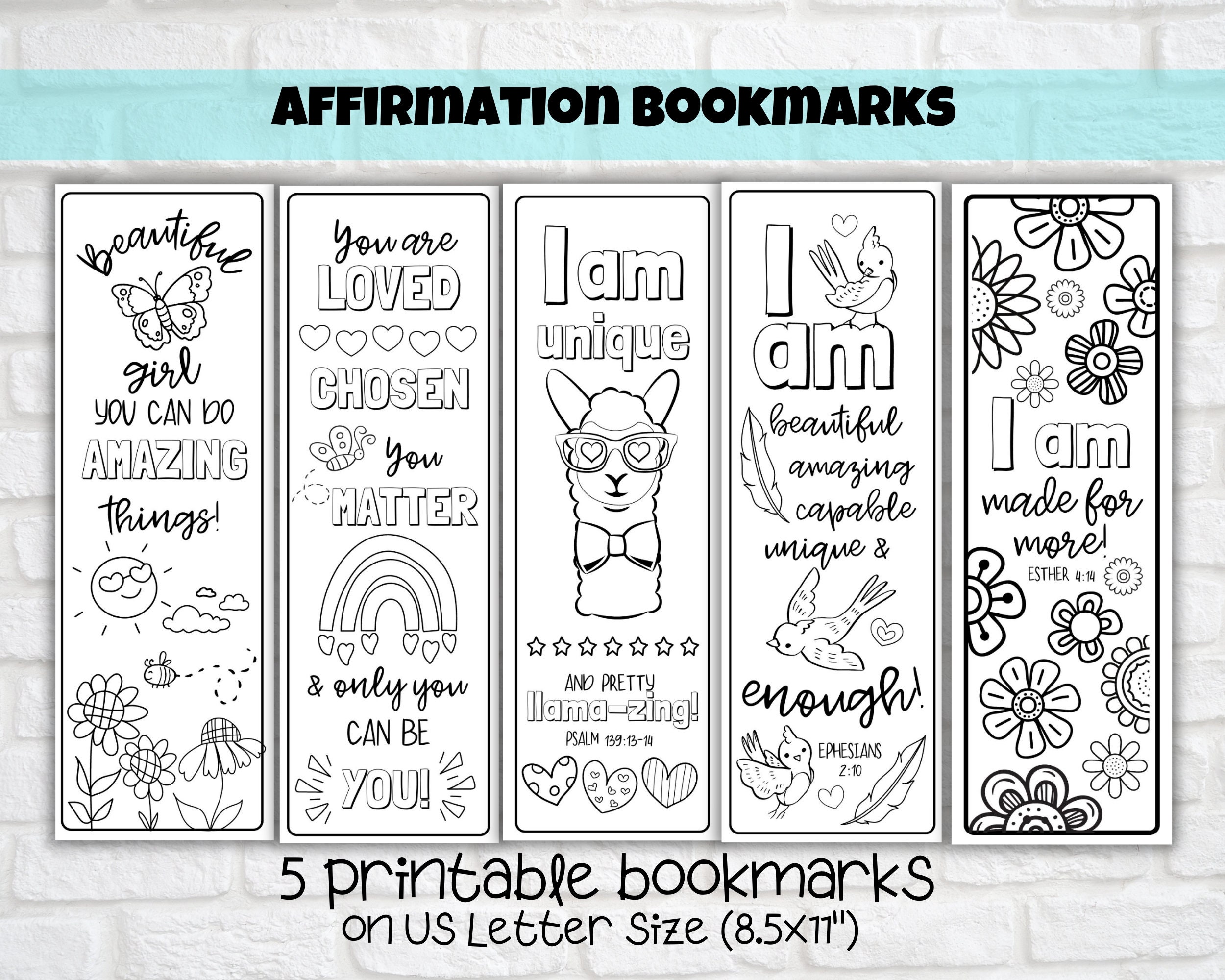 Affirmation Bible Verse Bookmarks, Kids Colouring, Printable Bookmarks ...